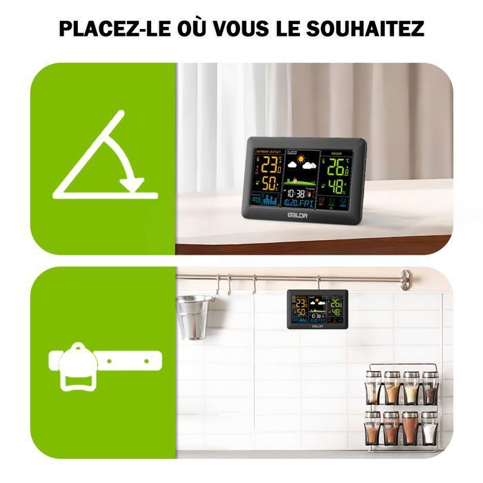 Station météo sans fil avec écran couleur et Fonction de thermomètre ...