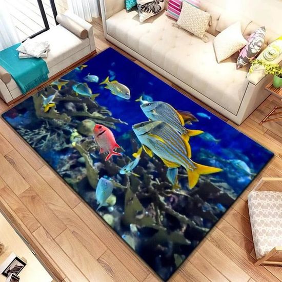 Tapis 3D Poissons D'Animaux De Corail Océaniques Colorés 50X80 Cm ...