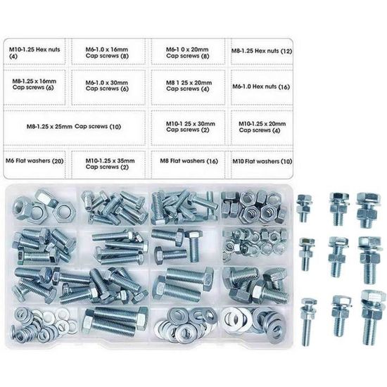 Kit M6 M8 M10 Bouton à tête hexagonale Zinc Socket Tête Cable Boulons Vis avec écrous ...