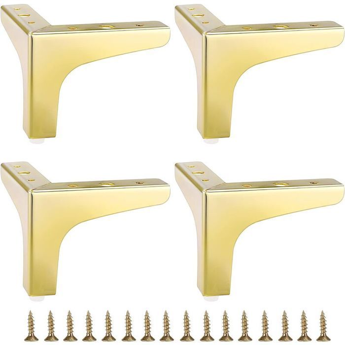 Lot de 4 Pieds de Meuble Modernes en métal doré 10cm 4 pcs Pieds de Meubles Modernes Canapé ...