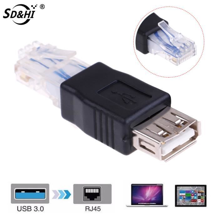Adaptateur Ethernet RJ45 mâle vers USB femelle, 1 pièce, convertisseur ...