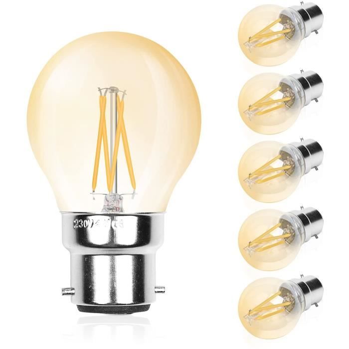 4 W B22 Filament LED à filament G45, 380 lumens, remplace les ampoules à incandescence de 40 W ...