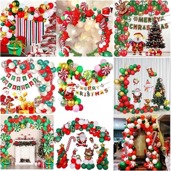 Ballons De Noël Rouges Et Verts Ballons Archés Guirlande Ensemble ...