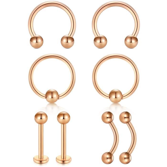 MODRSA 14G Piercing Oreille Cartilage Courbe Barbell Piercing Nez Lèvre ...