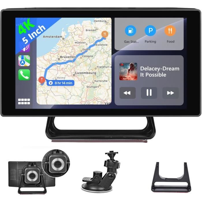 Podofo sans Fil Apple Carplay Android Auto Autoradio Portable 5 Pouces Radio Stéréo de Voiture ...