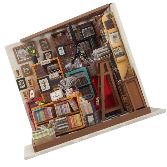 Dollhouse Kit Hand‑Made DIY Bookstore Model For Living Room For 14 ...