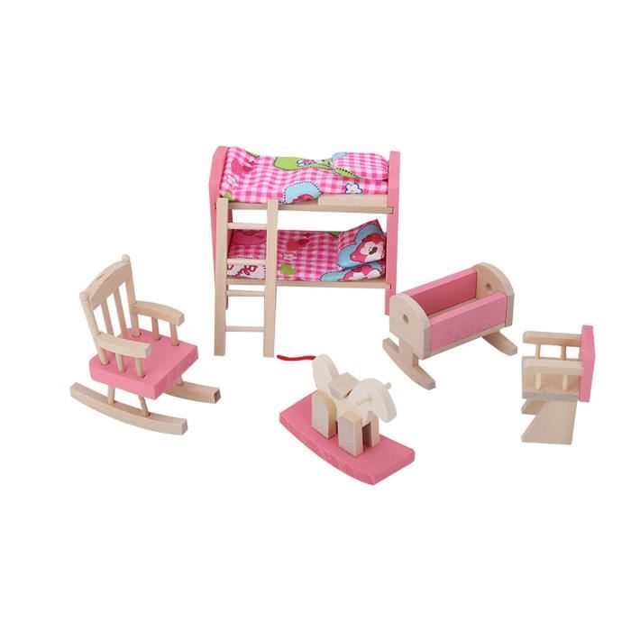 Drfeify Meubles de maison de poupée Mini ensemble de meubles en bois de simulation réaliste pour ...