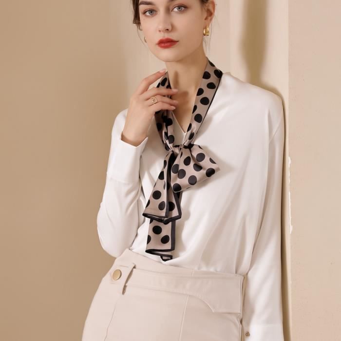 Foulard Longue Femme - Bandeau à nouer à pois imprimé longue écharpe en ...