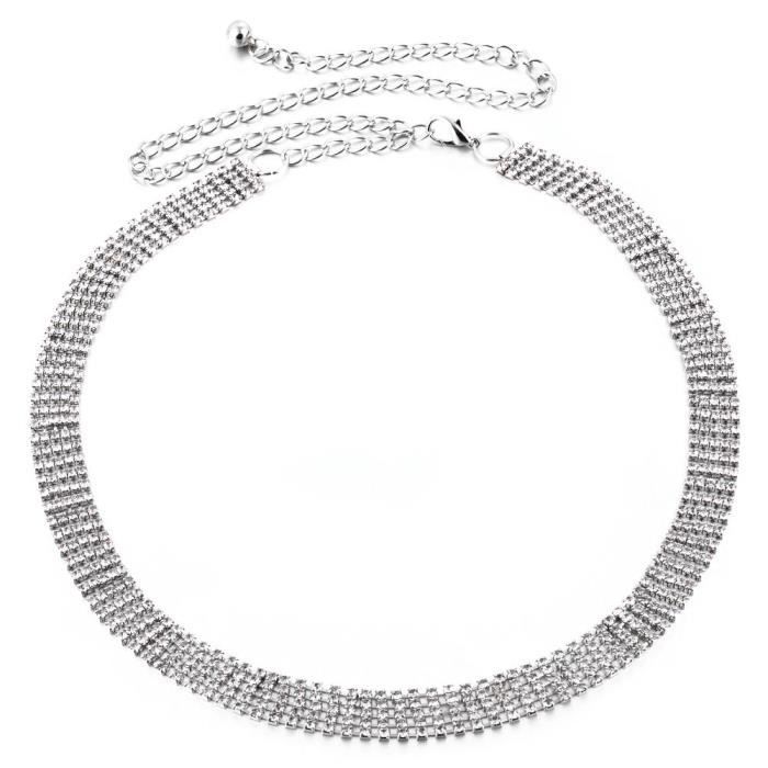 Ceinture en Métal Cloutée de Diamants 5-Row Chaîne de ceinture en ...
