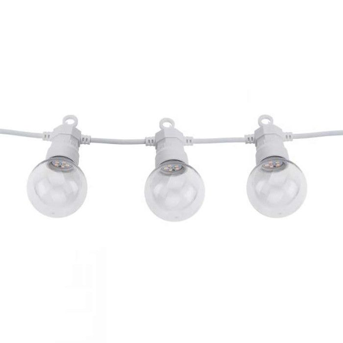 Guirlande Guinguette - Optonica - 20 Ampoules LED G45 - 13m + 1m de Câble - Étanche IP44 - Blanc ...