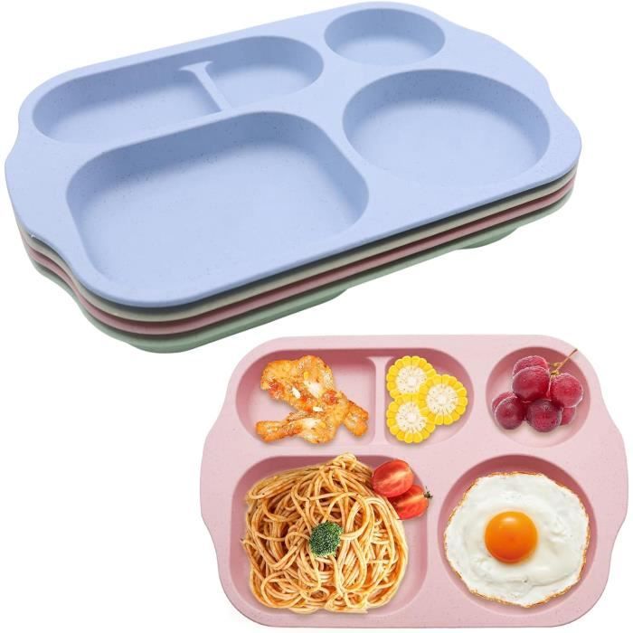 4Pcs Assiettes 5 Compartiments Assiettes Divisées Assiette Compartiment ...