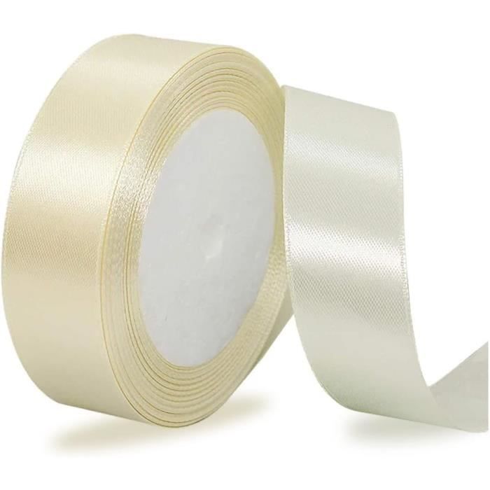 Ruban Satin Beige 25Mm, 23 Mètres Rubans De Tissu Crême Pour Emballage ...