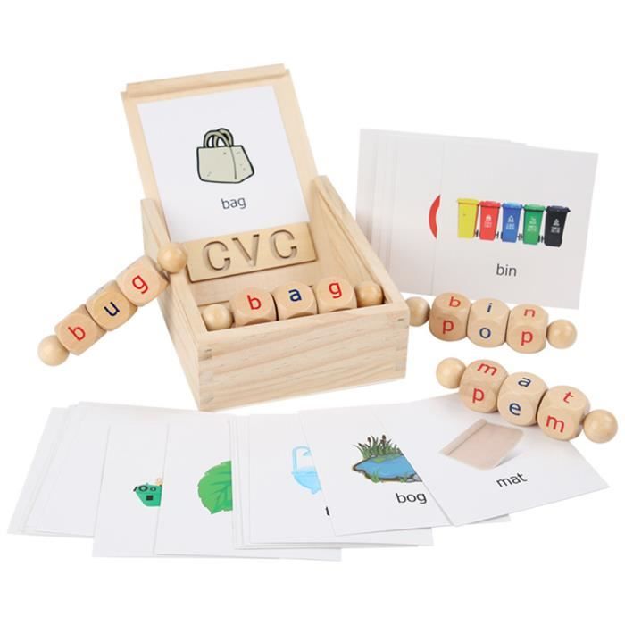 Jeux d'orthographe en bois mobiles jouets éducatifs jeux d'orthographe ...