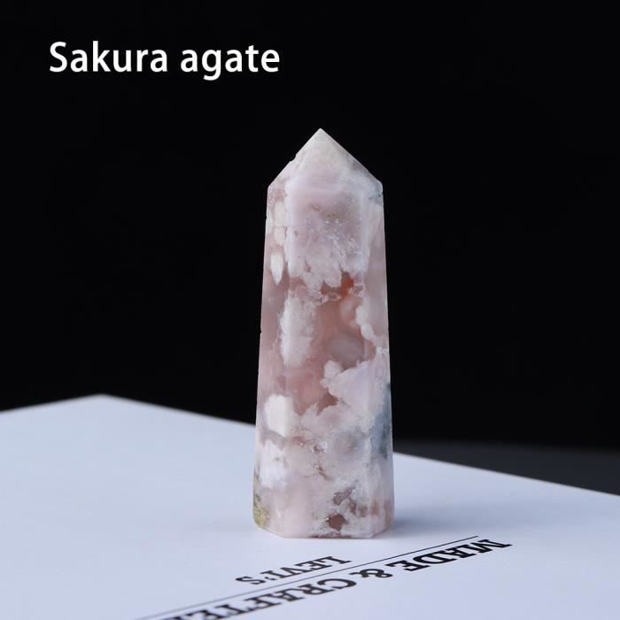 PIERRE VENDUE SEULE,Sakura agate-7-8CM--prisme Hexagonal en cristal ...