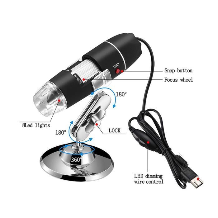 Microscope Numérique USB ZJCHAO avec 8 lumières LED et une résolution ...