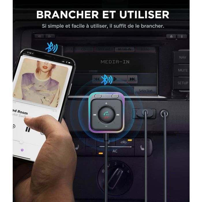 2025 Adaptateur Bluetooth Jack 3.5, Recepteur Bluetooth 5.4 Aux【Effet ...