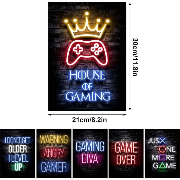 6 Tableau Gamer a4, Tableau Mural Gamer,Gaming Poster,Decoration Murale ...
