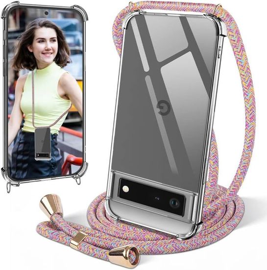 Coque Collier pour Google Pixel 6 Pro, Antichoc TPU avec Lanyard ...
