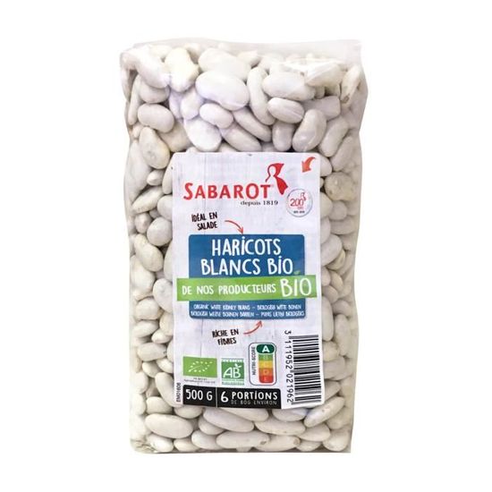 Haricots blancs bio paquet de 500g Sabarot - Cdiscount Au quotidien