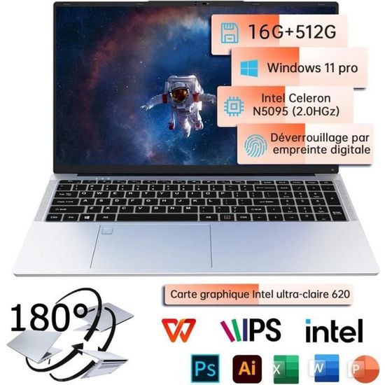 17,3"PC Portable de Jeux VANWIN Intel Celeron N5095+RAM 16Go+SSD 512Go+Windows11 Pro+WiFi ...