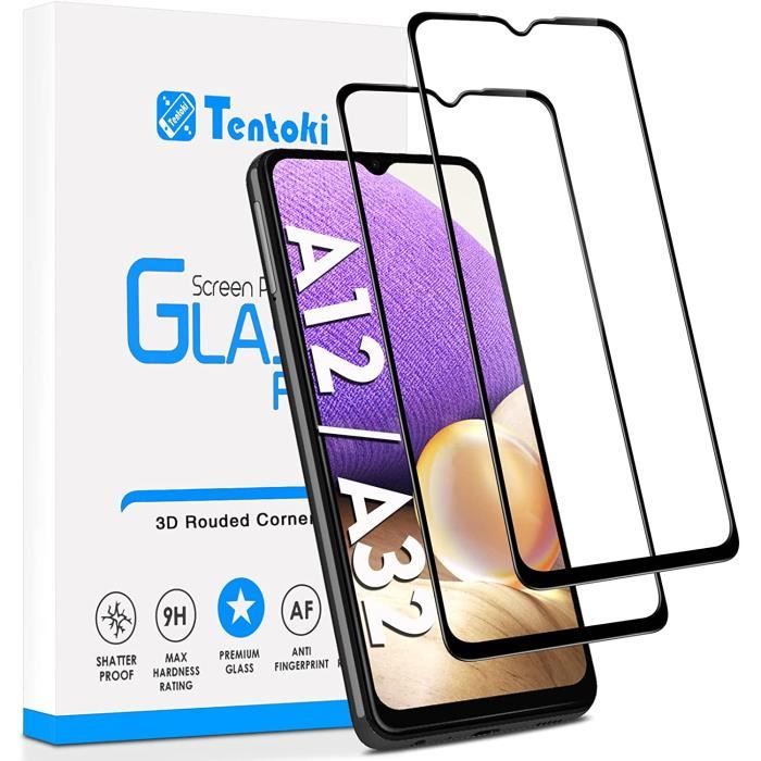 Verre Trempé Samsung Galaxy A12 - M12 - A32 5G, [Lot de 2] [Couverture Complète] Film Protection ...