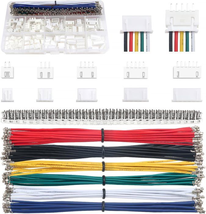 420 Pièces 2.54mm JST Connecteur Kit, JST-XH 2/3/4/5/6 Broches et Connecteur Mâle Femelle, avec ...