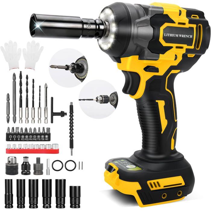 Cordless Impact Wrench 650 Nm, Brushless Impact iver Compatible with ...