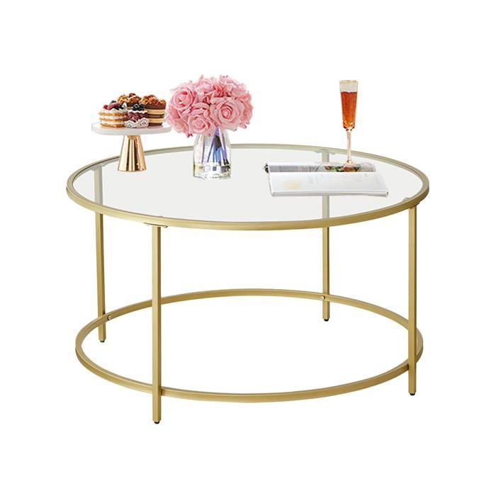 VASAGLE Table Basse Salon, Meuble de Salon en Verre, Cadre en AER ...