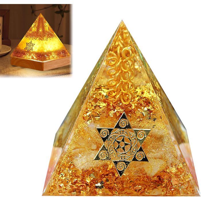 Pyramide d’orgonite en résine avec cristaux, décoration énergétique ...
