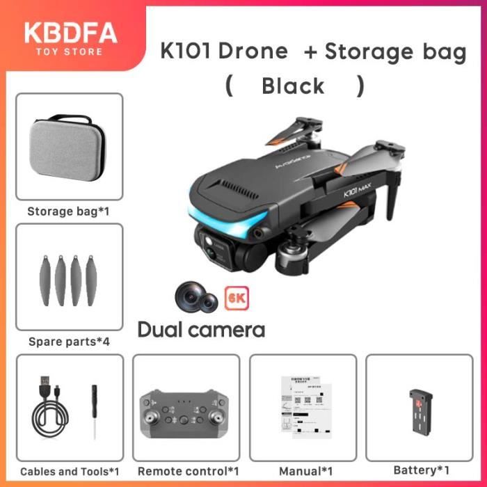 6k-Noir-DualC-1B-K750FA Drone K101 Max avec caméra HD 4K pour touristes ...
