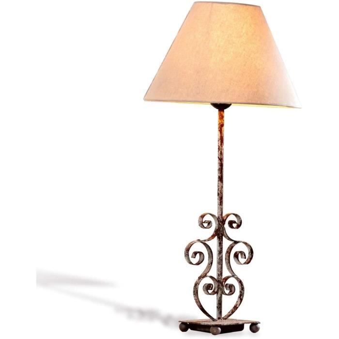 Lampe À Poser Clamart - Fer - H-D Env. 56-26 Cm - Lin-Marron Vieilli[x519] - Cdiscount Maison