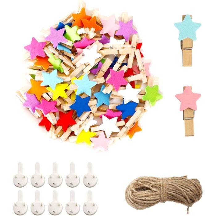 50Pcs Mini Pince À Linge Pince En Bois Étoile, Photo Décor Pinces En ...