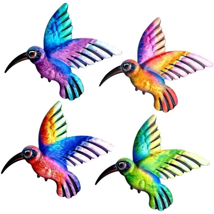 Art Mural en métal, décoration Murale en métal Colibri 4 pièces ...