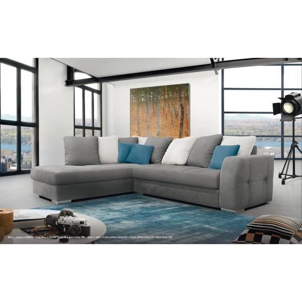 Canapé d'angle en tissu PASCALINE - L 258 x P 210 cm - Savoy 22 gris ...