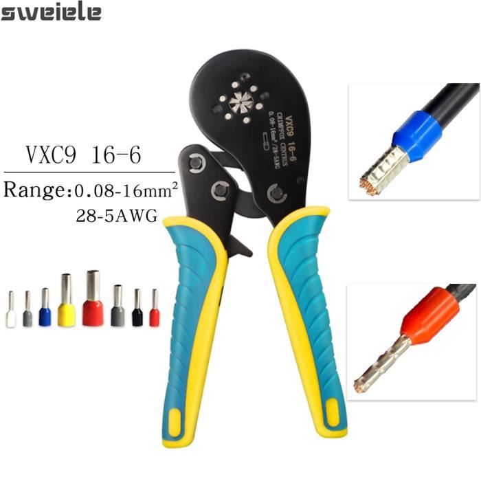 Pince outil,Pince à sertir virole professionnelle, 0.08 – 16 mm², Kit d'outils de sertissage ...