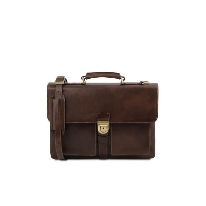 Assisi cartable en cuir avec 3 compartiments Tuscany Leather - Marron ...