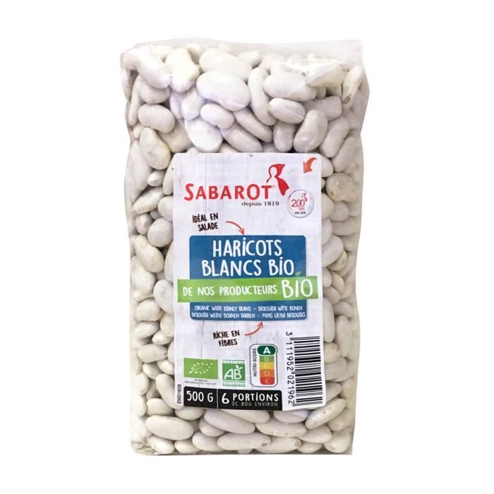 Haricots blancs bio paquet de 500g Sabarot - Cdiscount Au quotidien