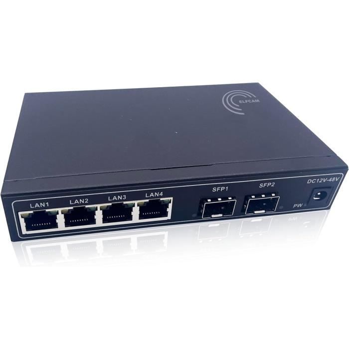 Gigabit Ethernet Switch Avec 2 Sfp Ports Et 4 Ports Ethernet 10-100-1000Mbps, Plug & Play Non ...