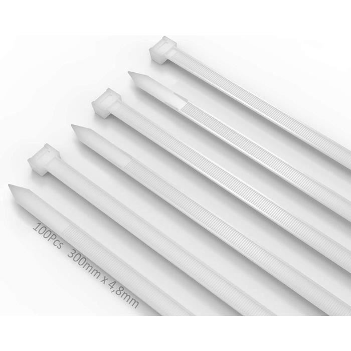 Rislant Collier de Serrage Plastique 100 Pièces 300 mm x 4,8 mm Attache ...