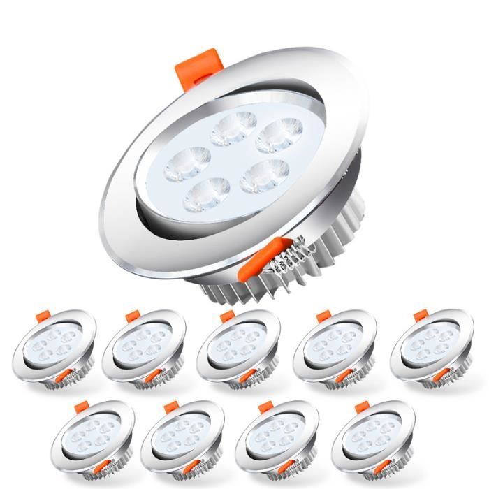 SWANEW Lot de 10 spots encastrables spot LED Spot encastrable plafonnier IP44 5W Blanc chaud ...