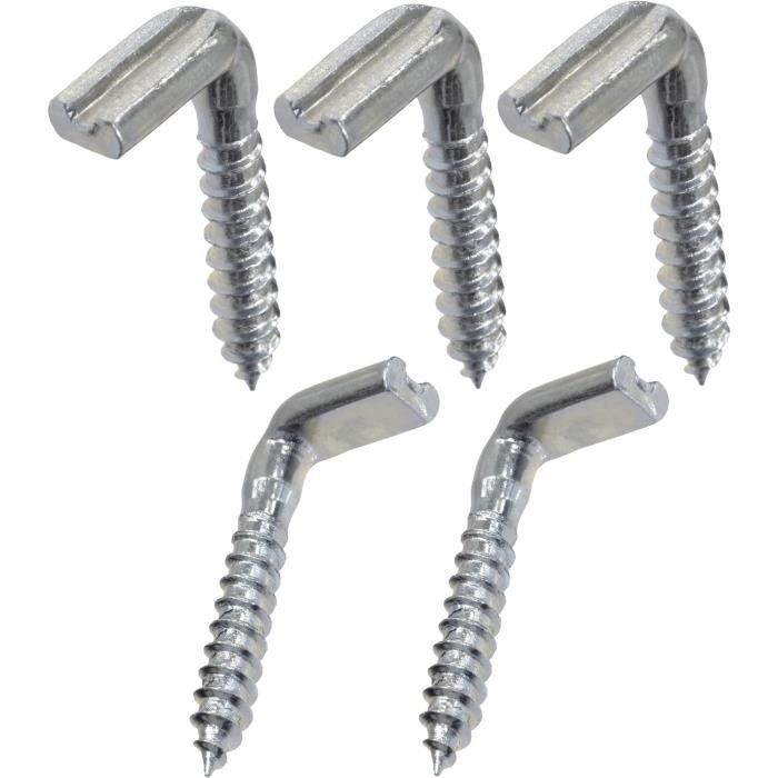 C62078 - Lot De 5 - Crochet En Forme De L Ø4.4X30Mm - Vis À Bois Fileté ...