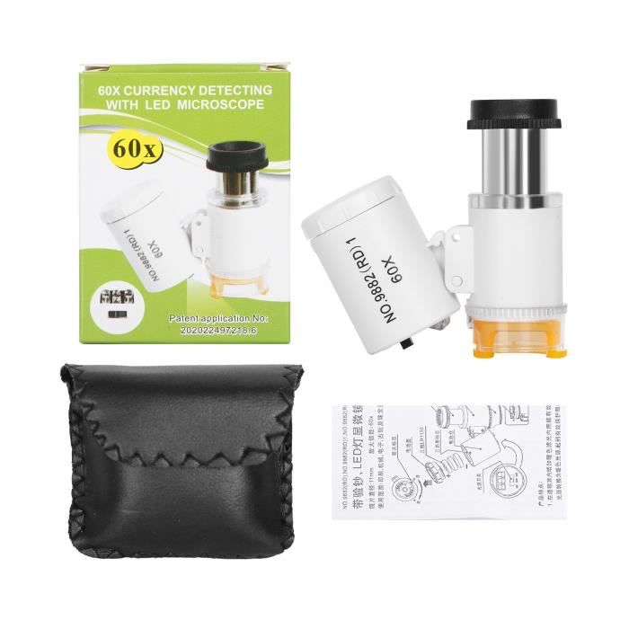Loupe optique YWEI - Mini microscope loupe de poche 60X avec 2 lumières ...