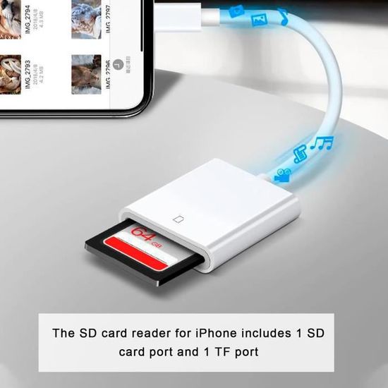 [Mfi Certified] Lecteur De Carte Sd Pour Iphone, Lecteur De Carte Sd Pour Téléphone, Lightning ...