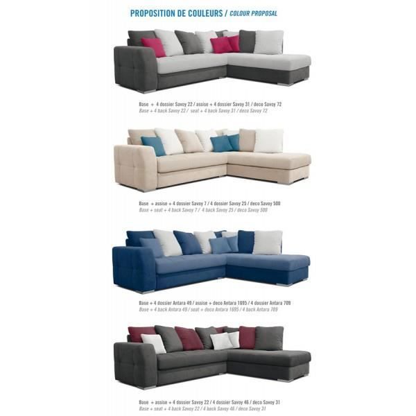 Canapé d'angle en tissu PASCALINE - L 258 x P 210 cm - Savoy 22 gris ...