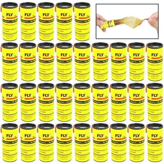 32 Rouleaux Attrape Mouche Collant Piege Rouleaux de Papier Tue-Mouche Non Toxique Pièges à ...