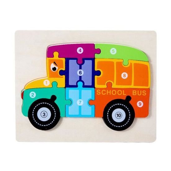 Autobus scolaire couleur Puzzle en bois pour enfants, jeux de société ...