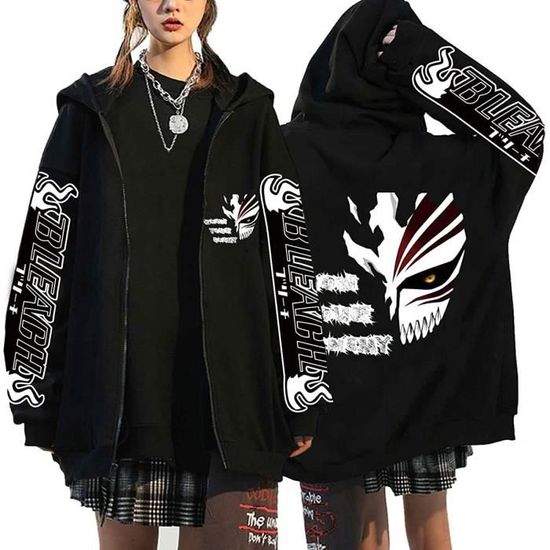 Bleach Kurosaki Ichigo Sweat à capuche avec fermeture éclair graphique ...