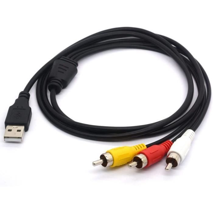 Câble USB vers 3 RCAUSB mâle vers 3 RCA mâlescâble répartiteur ...