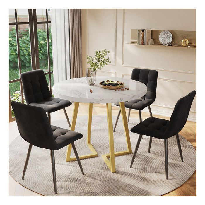 Ensemble Table et Chaises Salle a Manger Ronde de 80 cm, Pieds de Table ...