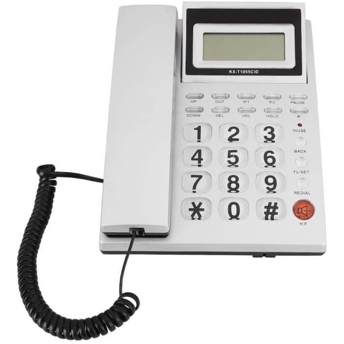 Silver Desk Phone Business Home Landline Phone Filaire Telephone Caller ID Fixed Fixe(Britanique ...